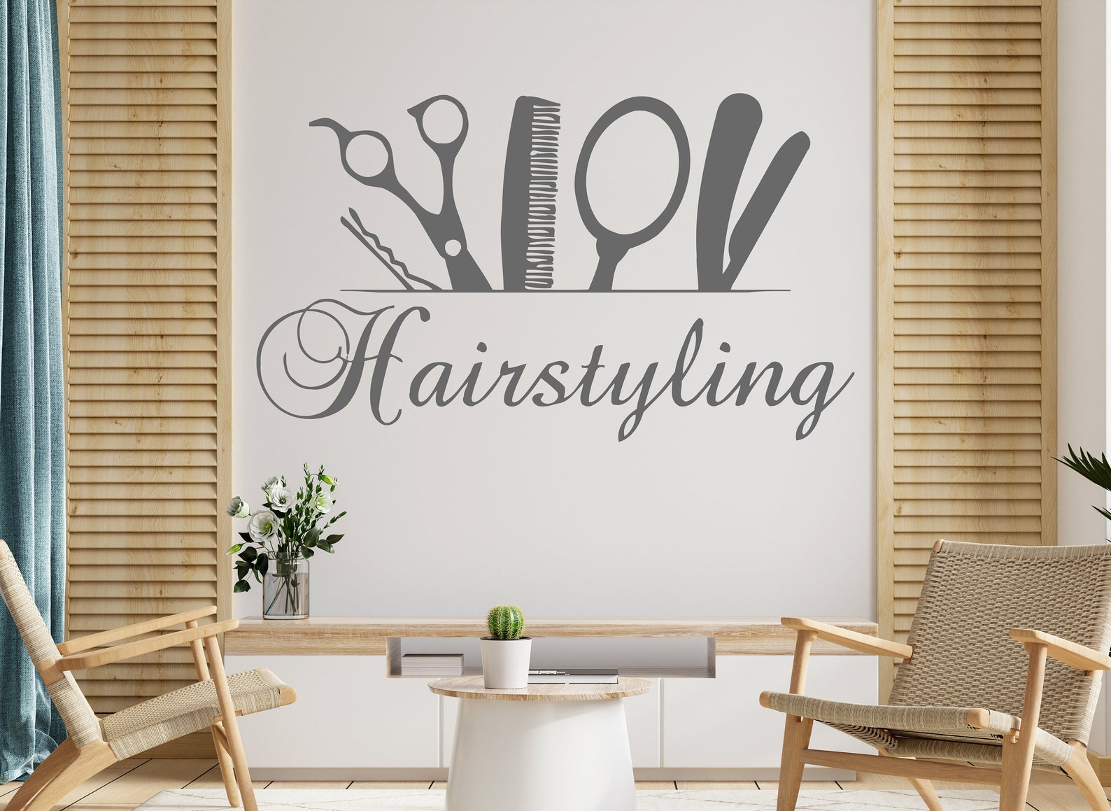 Hair Salon Decal Hair Tools Wall Sticker Hair Stylist Scissors | Etsy