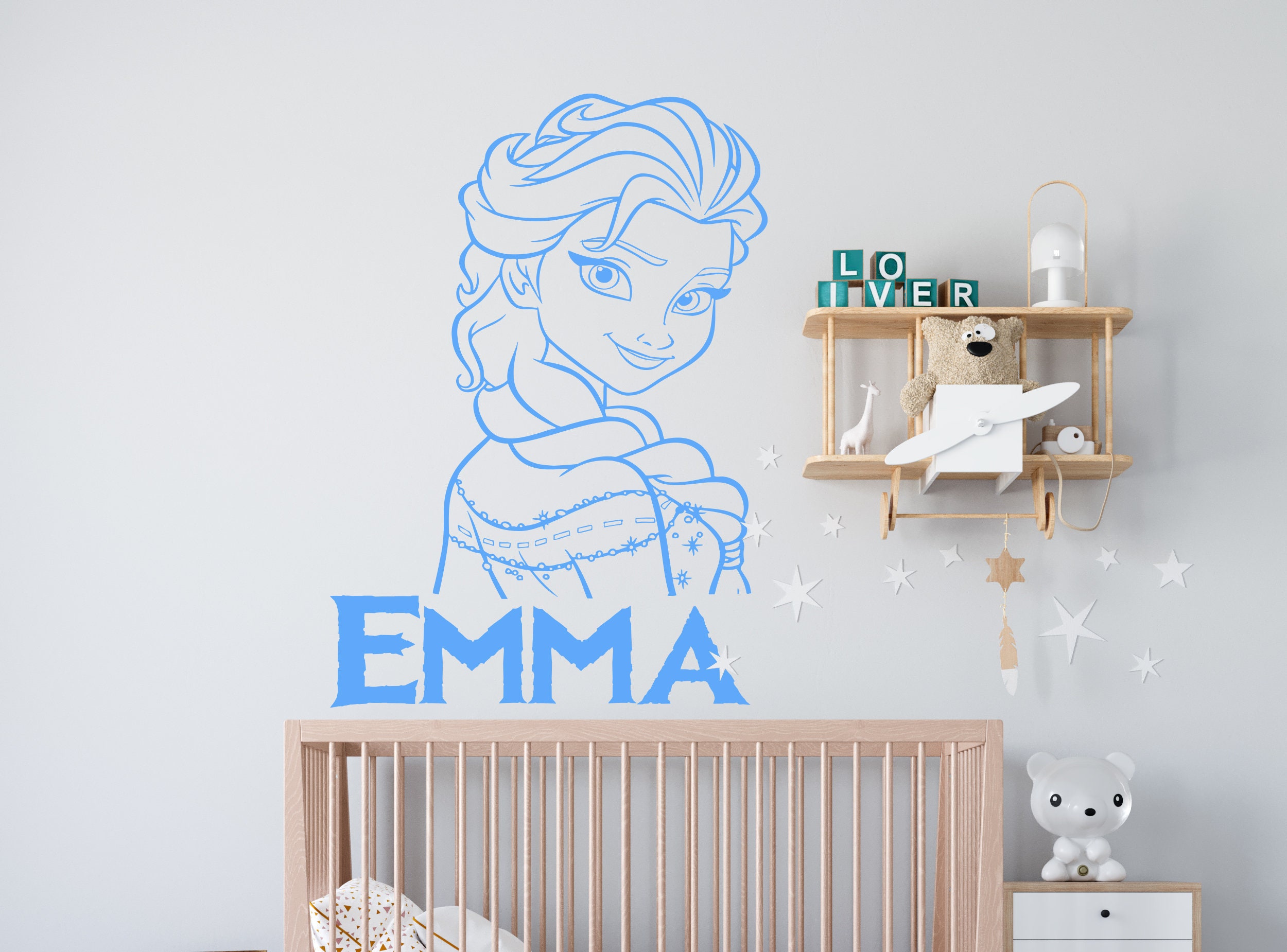 Frozen Princess Elsa Decal Custom Name Wall Decals for Girls | Etsy