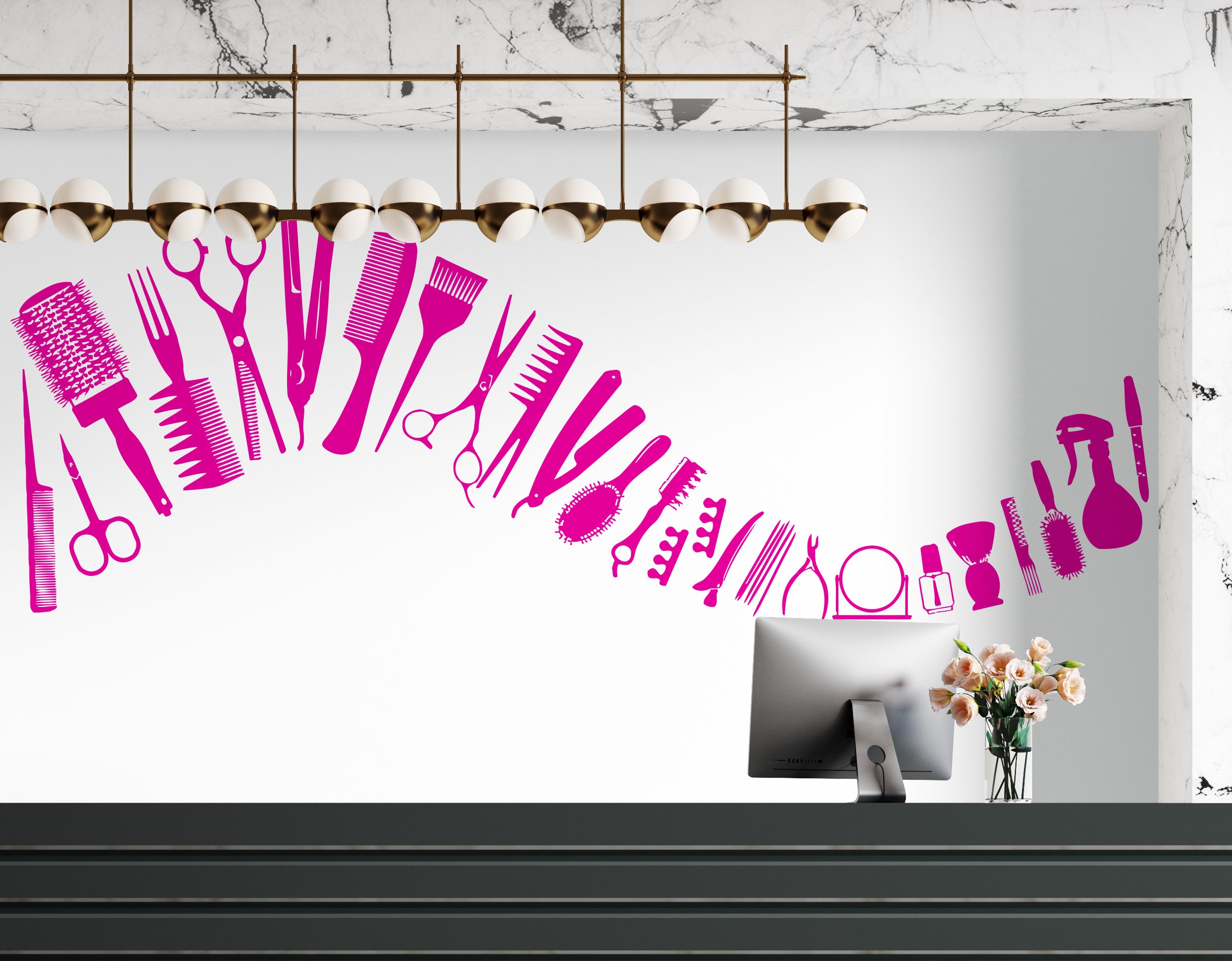 Hair Salon Decal Hair Tools Wall Sticker Hair Stylist Scissors | Etsy