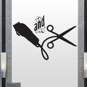 Hair Salon Wall Window Decal Sticker Hair Stylist Hair Tools Scissors ...