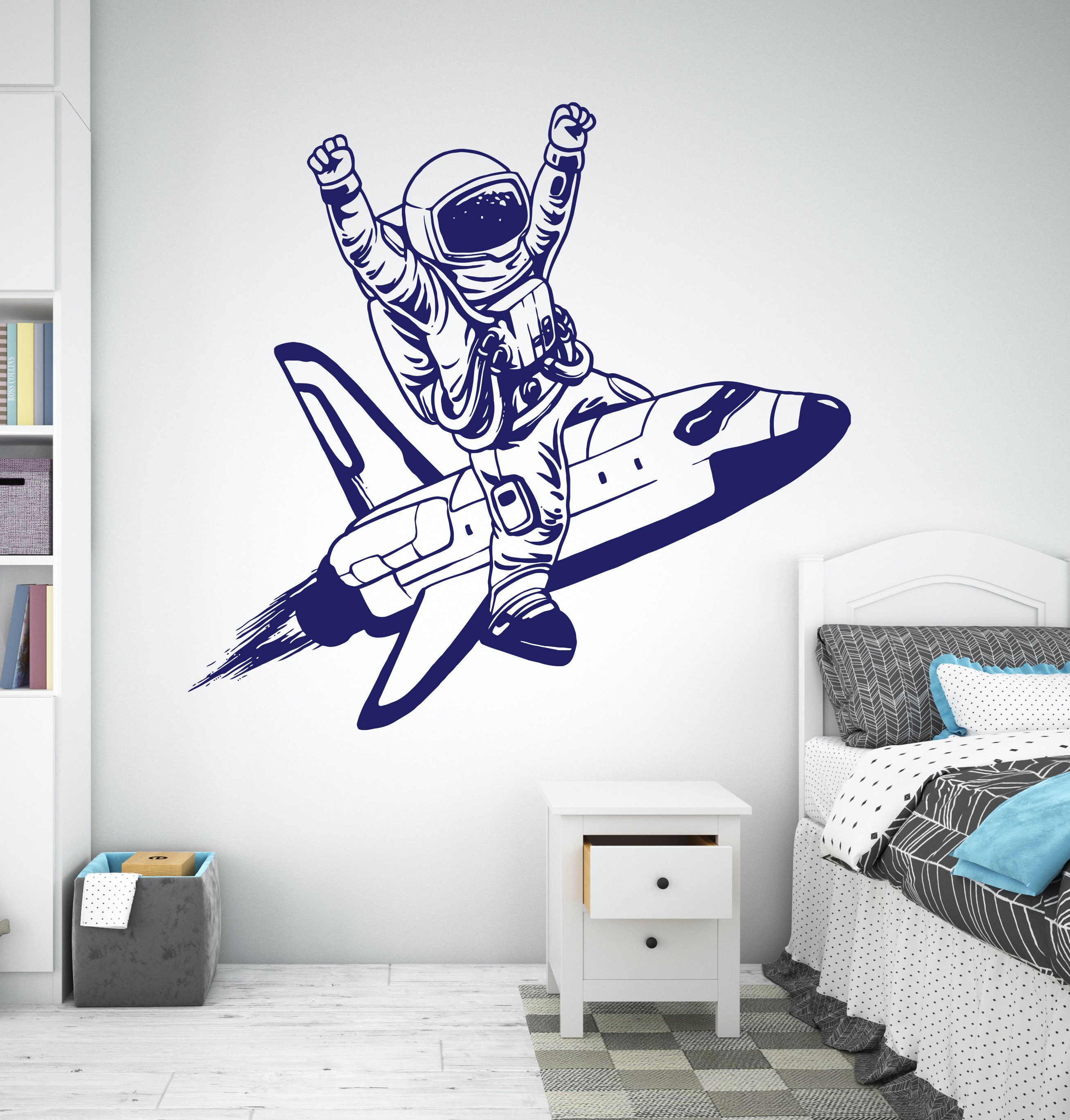 Astronaut Wall Decal Outer Space Wall Decal Custom Name - Etsy