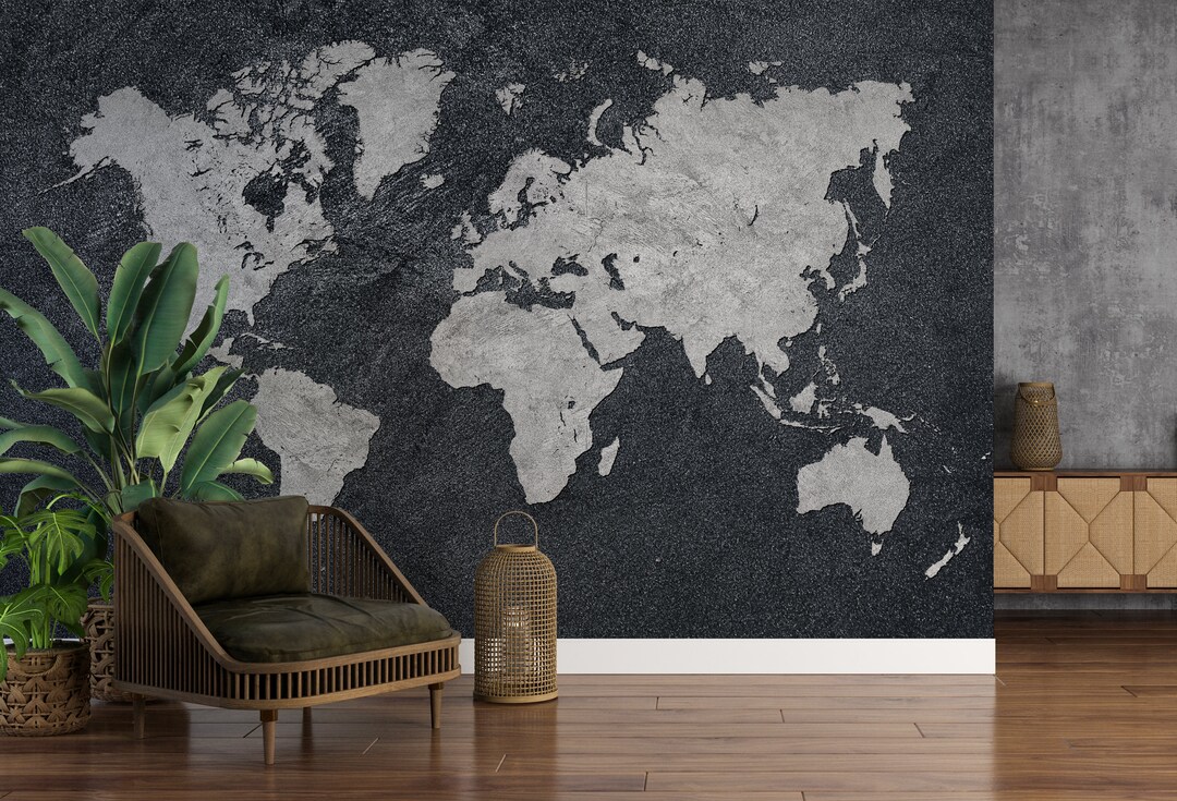 World Map Geography Wallpaper Peel and Stick World Map Wall Mural Map ...