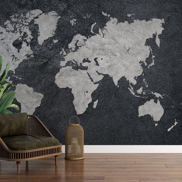 World Map Geography Wallpaper Peel and Stick World Map Wall - Etsy