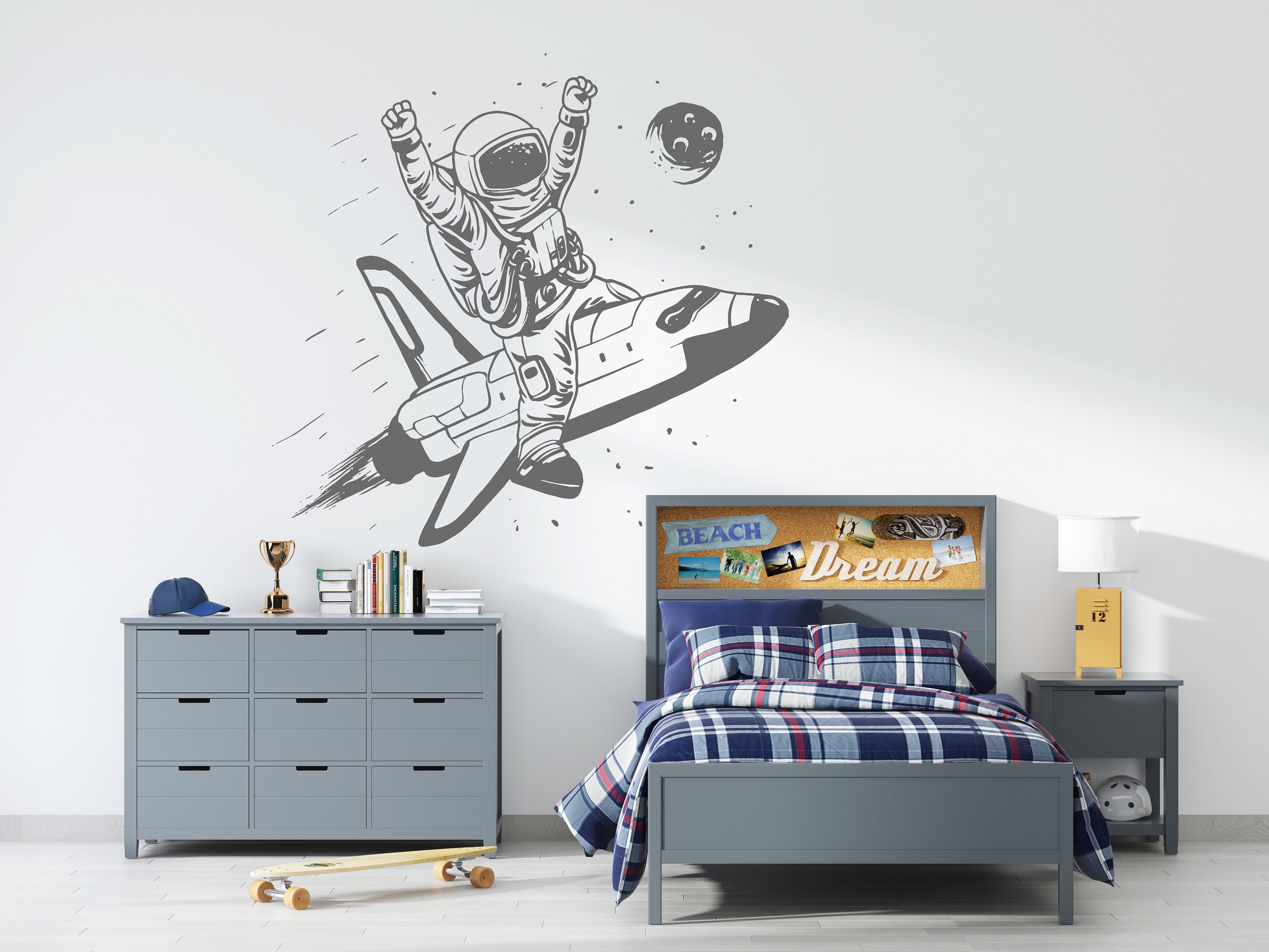 Astronaut Wall Decal Outer Space Wall Decal Custom Name - Etsy