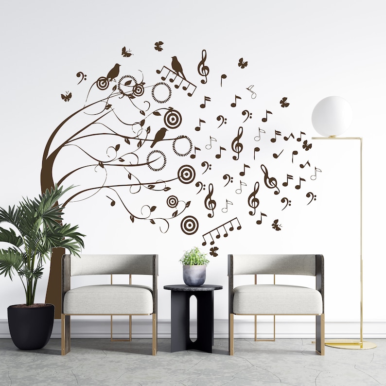 Music Notes Tree Wall Decal Music Wall Decor Music Instrument - Etsy
