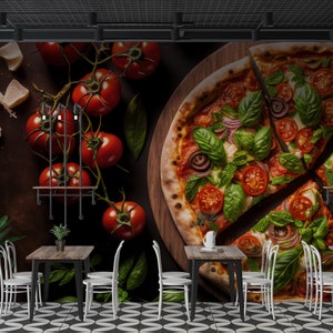 Tuscan Pizza Feast | Italian Peel and Stick Restaurant Mural | Rustic ...