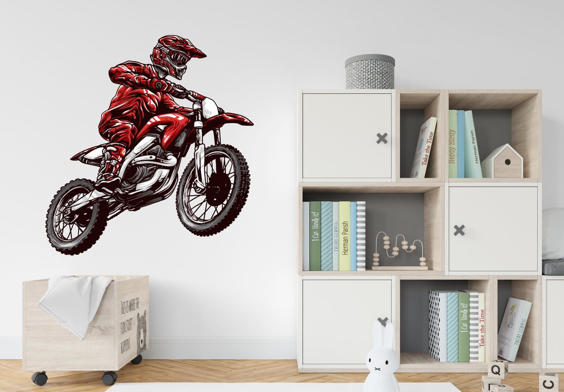 Motocross Wall Decal Motorcycle Wall Sticker Chopper Bike Wall | Etsy