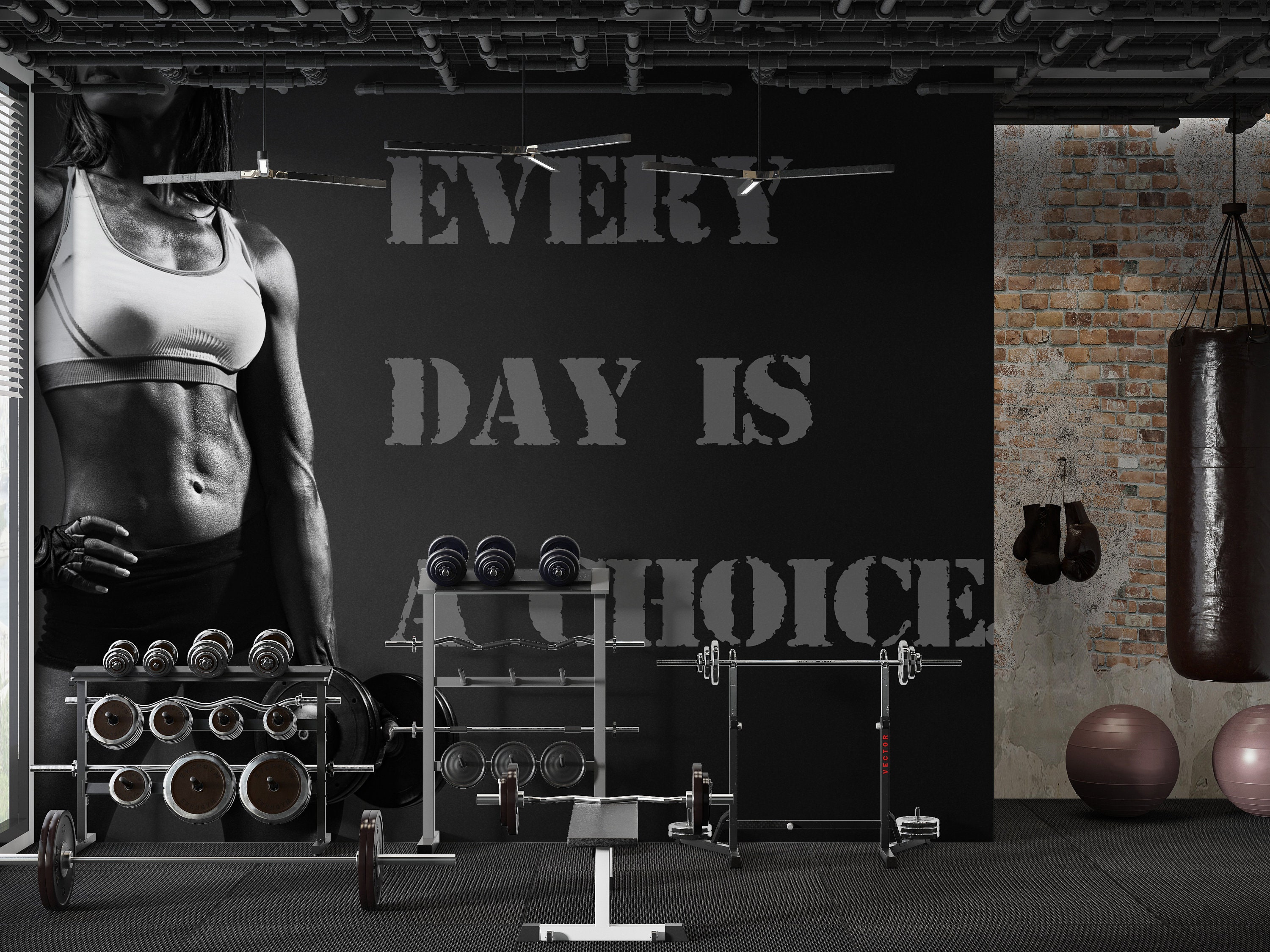 Crossfit Champion Gym Wallpaper | Weightlifting Peel & Stick Fitness ...