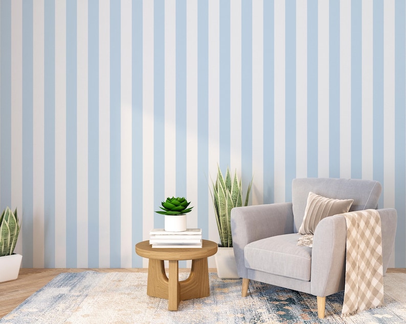 Pastel Blue Stripe | Soft Stripe Wallpaper Pattern | Baby Boy Nursery ...