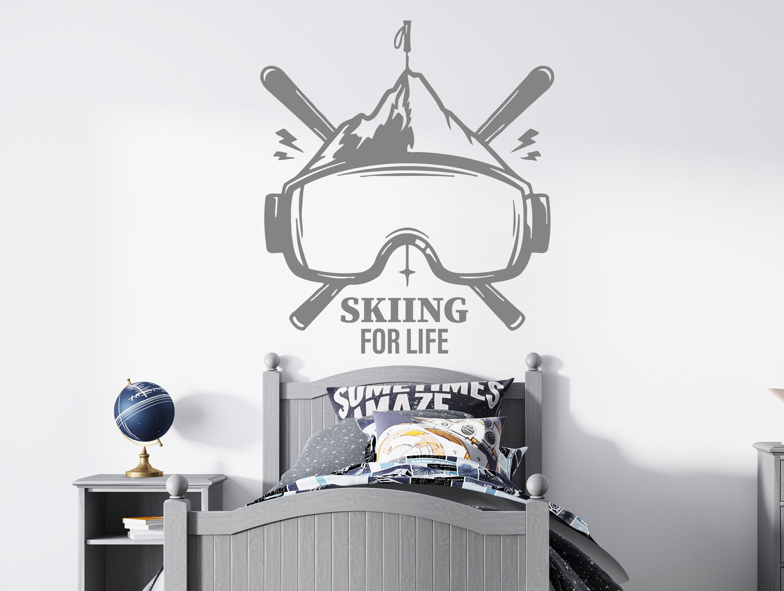 Ski Wall Decal Winter Sports Bedroom Wall Decor Skier Wall - Etsy