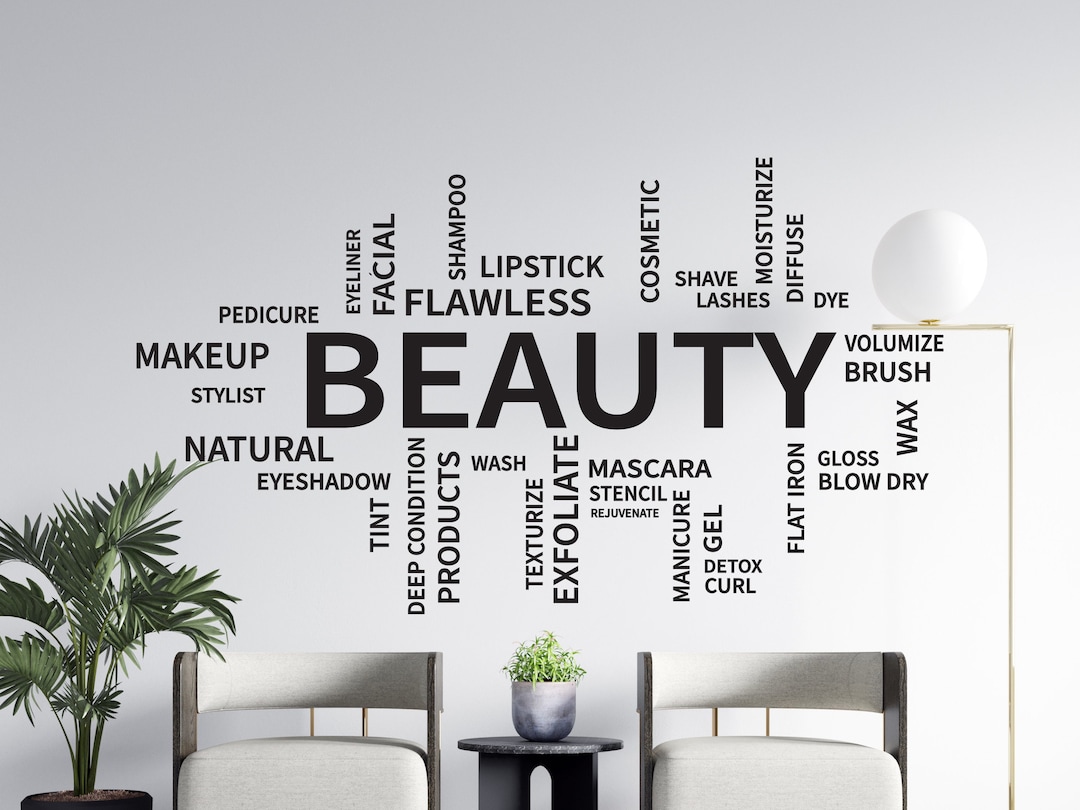 Beauty Salon Wall Decal Beauty Words Spa Manicure Pedicure Nail Salon ...