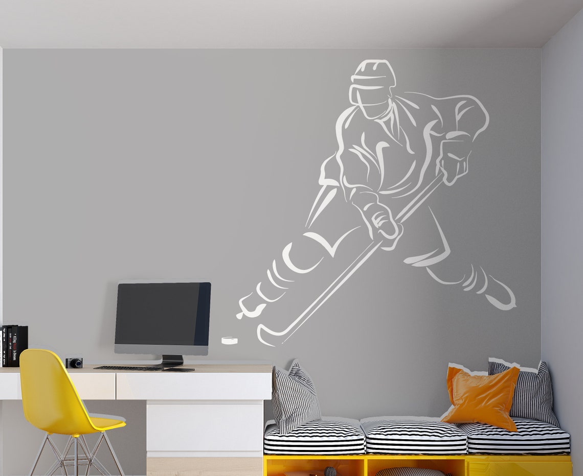 Ice Hockey Wall Decal Hockey Player Wall Decal Hockey | Etsy