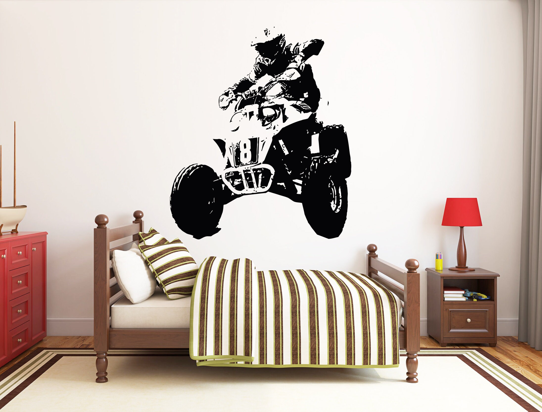 ATV Rider Wall Decal Quad Bike Wall Sticker 4 Wheeler Wall - Etsy