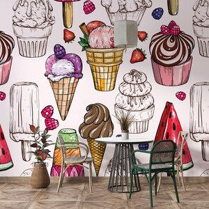 Sweets Wall Graphics Desserts Cupcakes Ice Cream Wallpaper Peel and ...