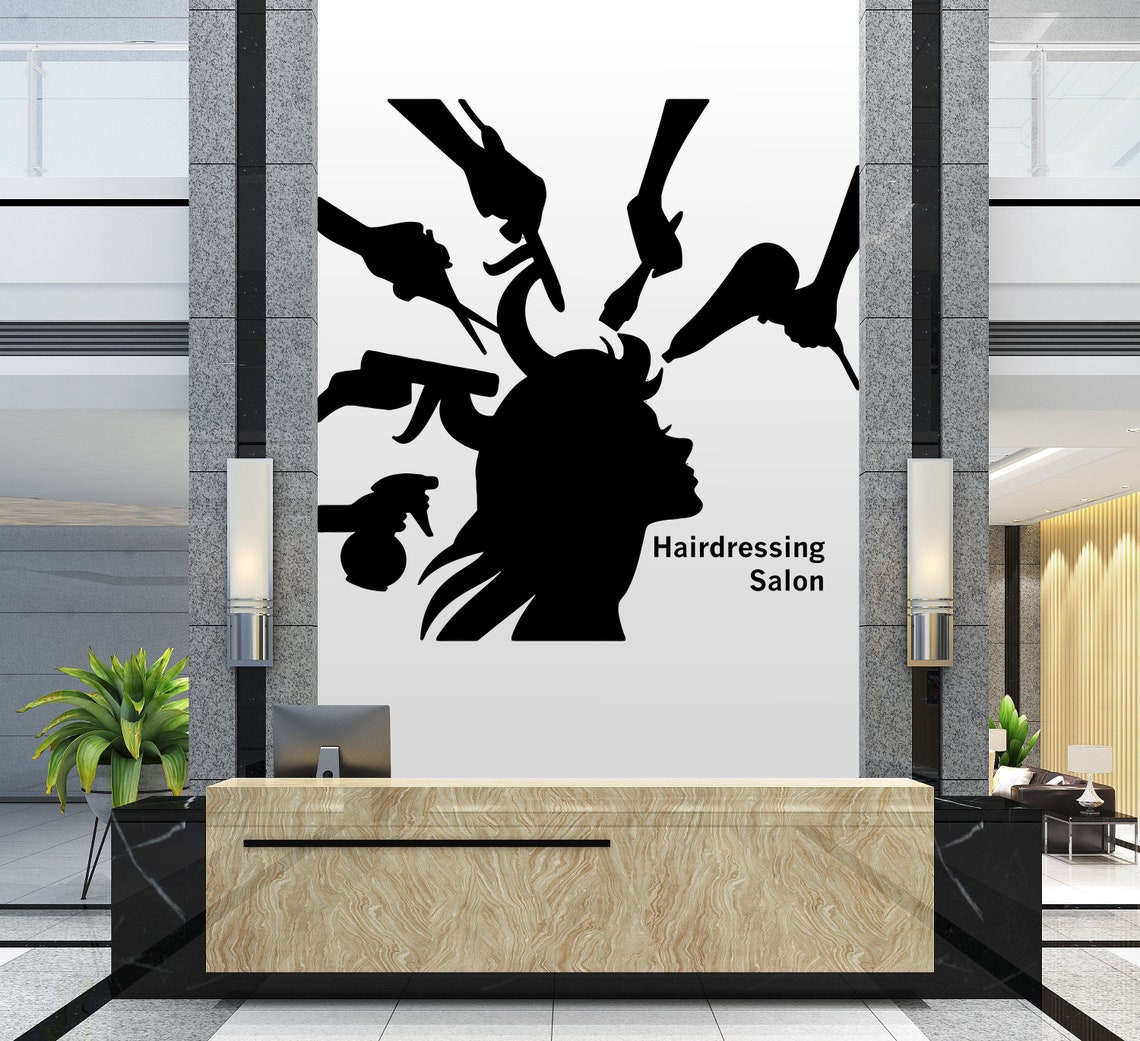 Hair Salon Wall Window Decal Sticker Hair Stylist Hair Tools | Etsy