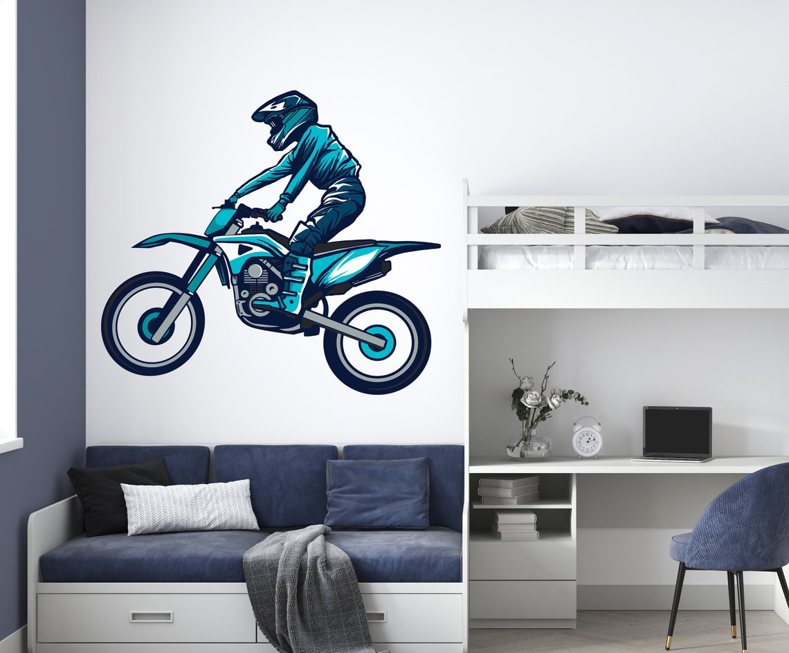 Motocross Wall Decal Motorcycle Wall Sticker Chopper Bike Wall - Etsy