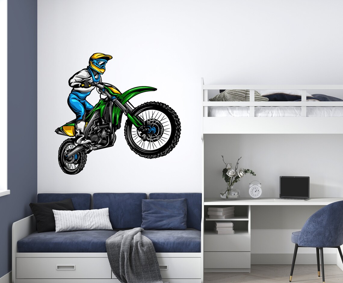 Motocross Wall Decal Motorcycle Wall Sticker Chopper Bike Wall - Etsy