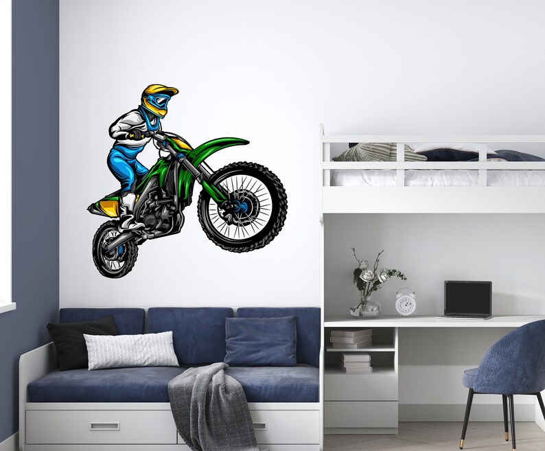 Motocross Wall Decal Motorcycle Wall Sticker Chopper Bike Wall - Etsy