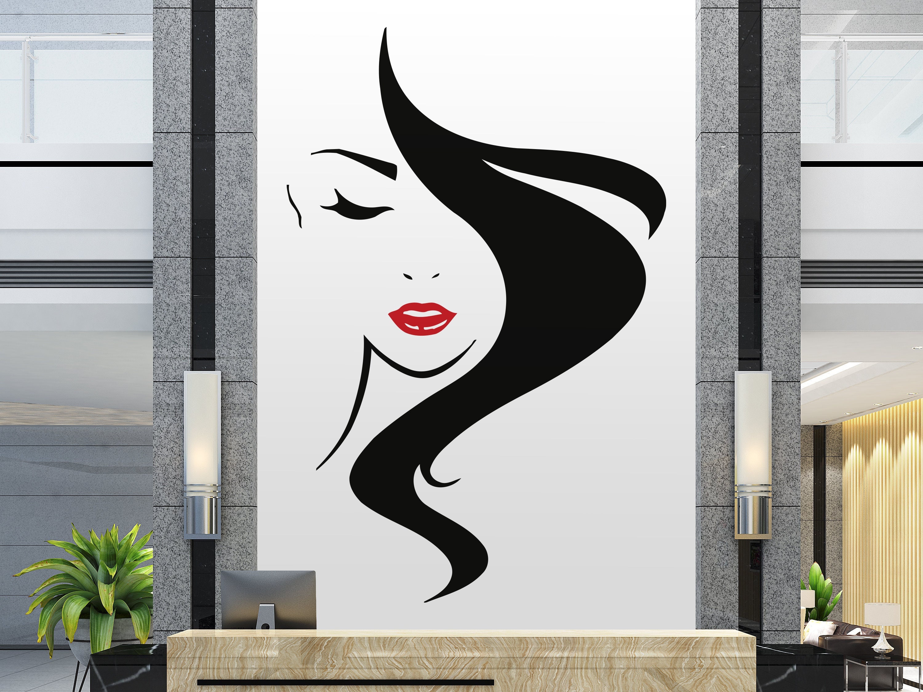 Beautiful Woman Face Beauty Salon Wall Decal Lashes Wall Decor - Etsy