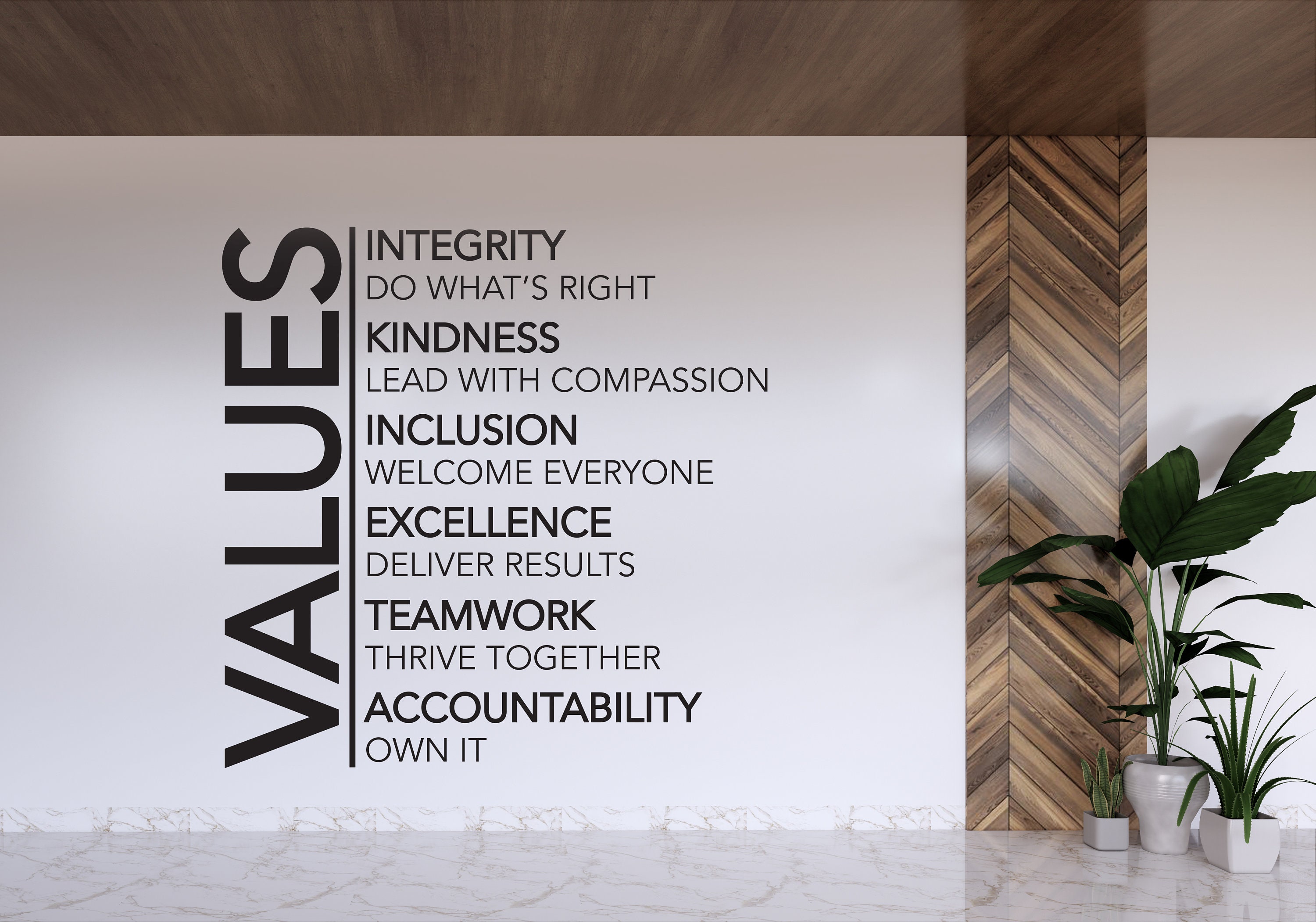 Office Values Wall Decal: Teamwork, Integrity, Kindness Quote, Cus237 ...