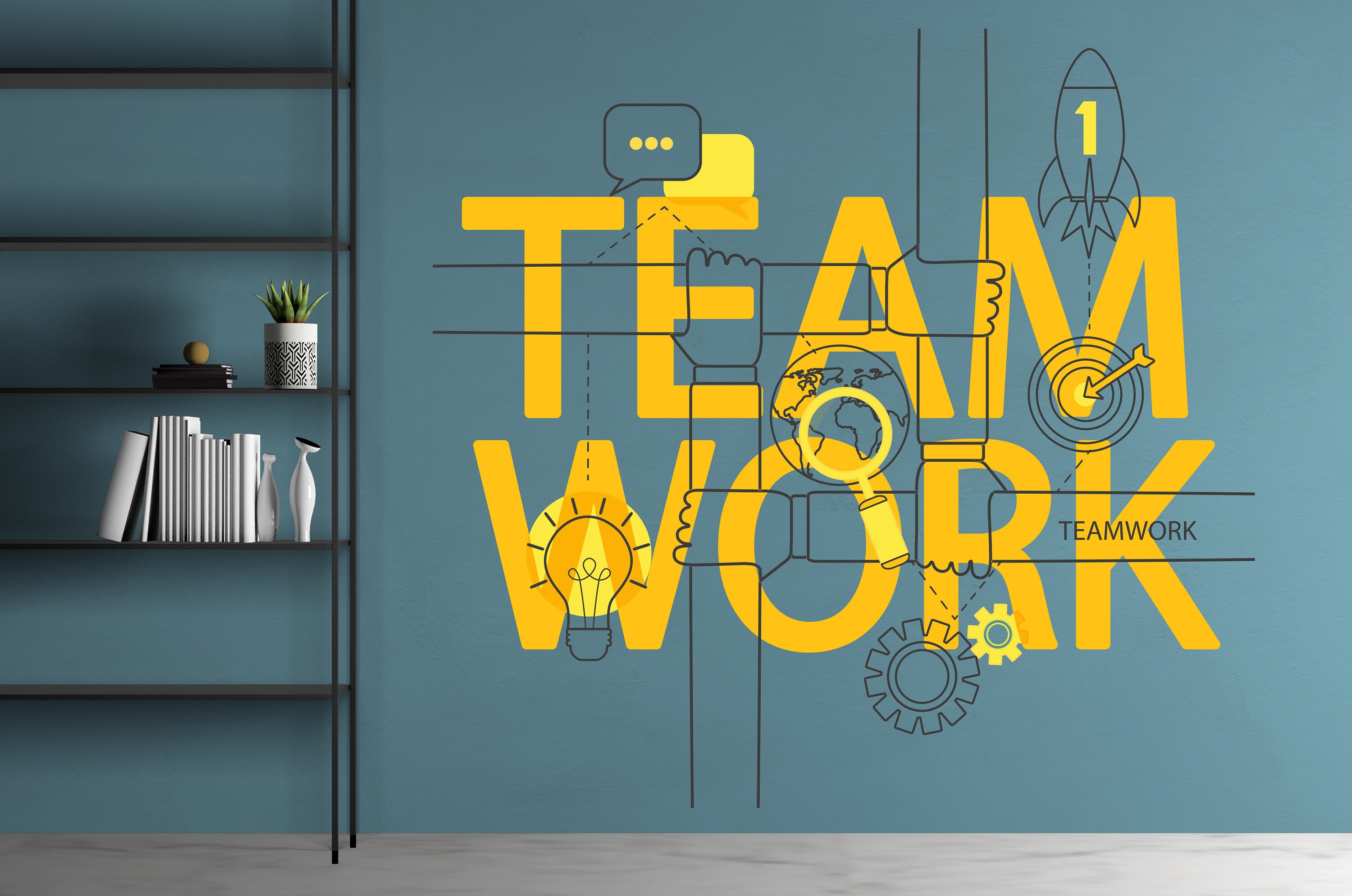 Office Wall Decal Teamwork Quote Wall Sticker Office Decor - Etsy