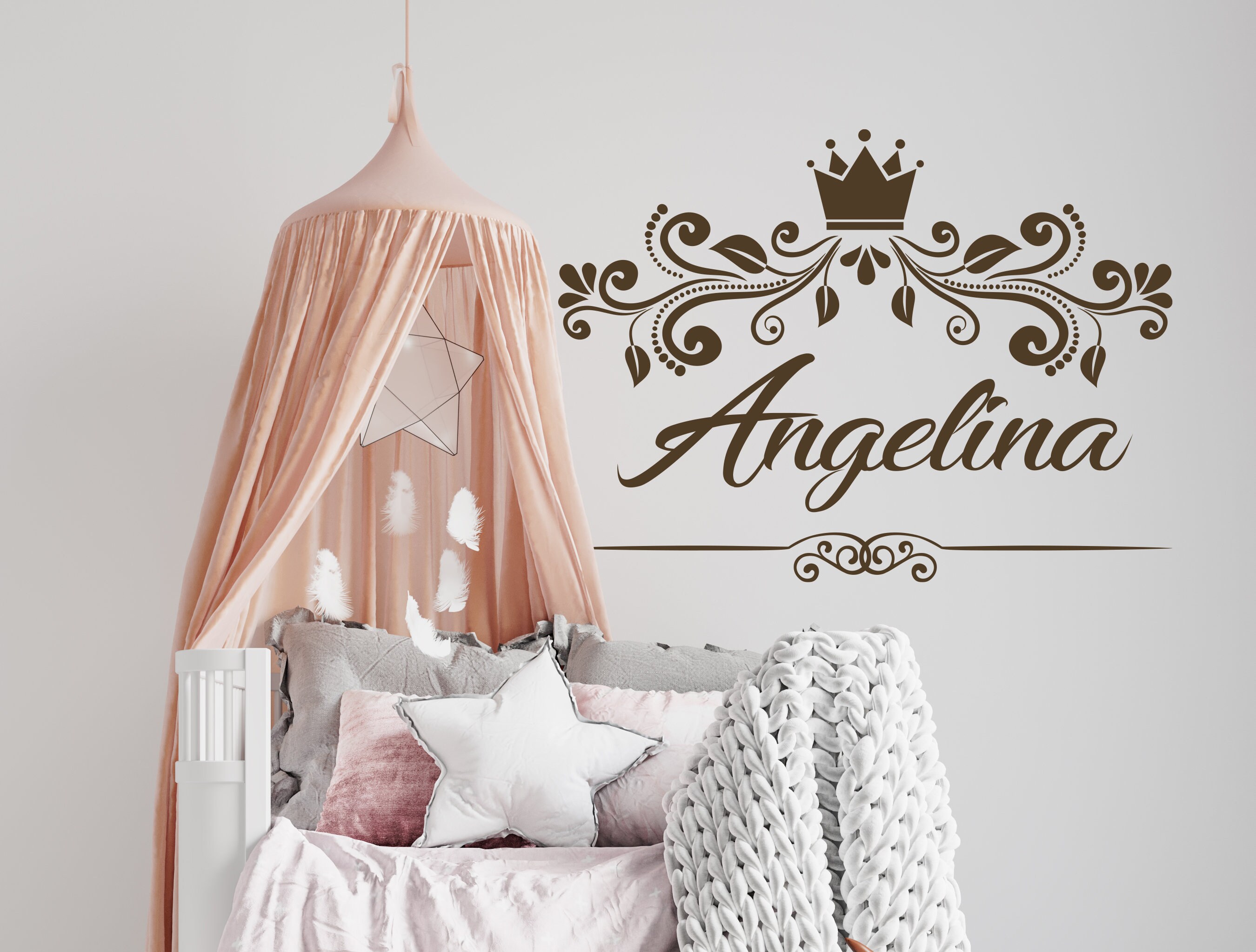 Princess Crown Wall Decal for Girls Room Custom Name Wall | Etsy