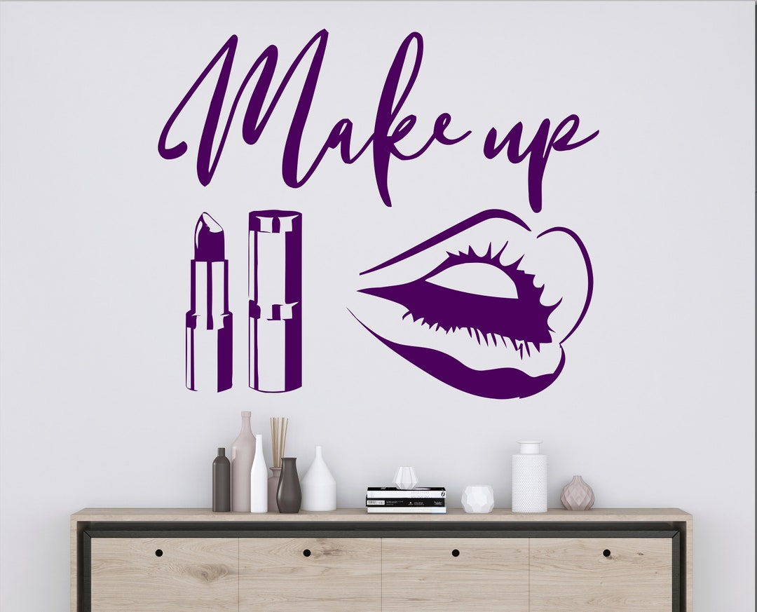 Makeup Wall Decal Makeup Artist Wall Sticker Cosmetics Lipstick Beauty ...