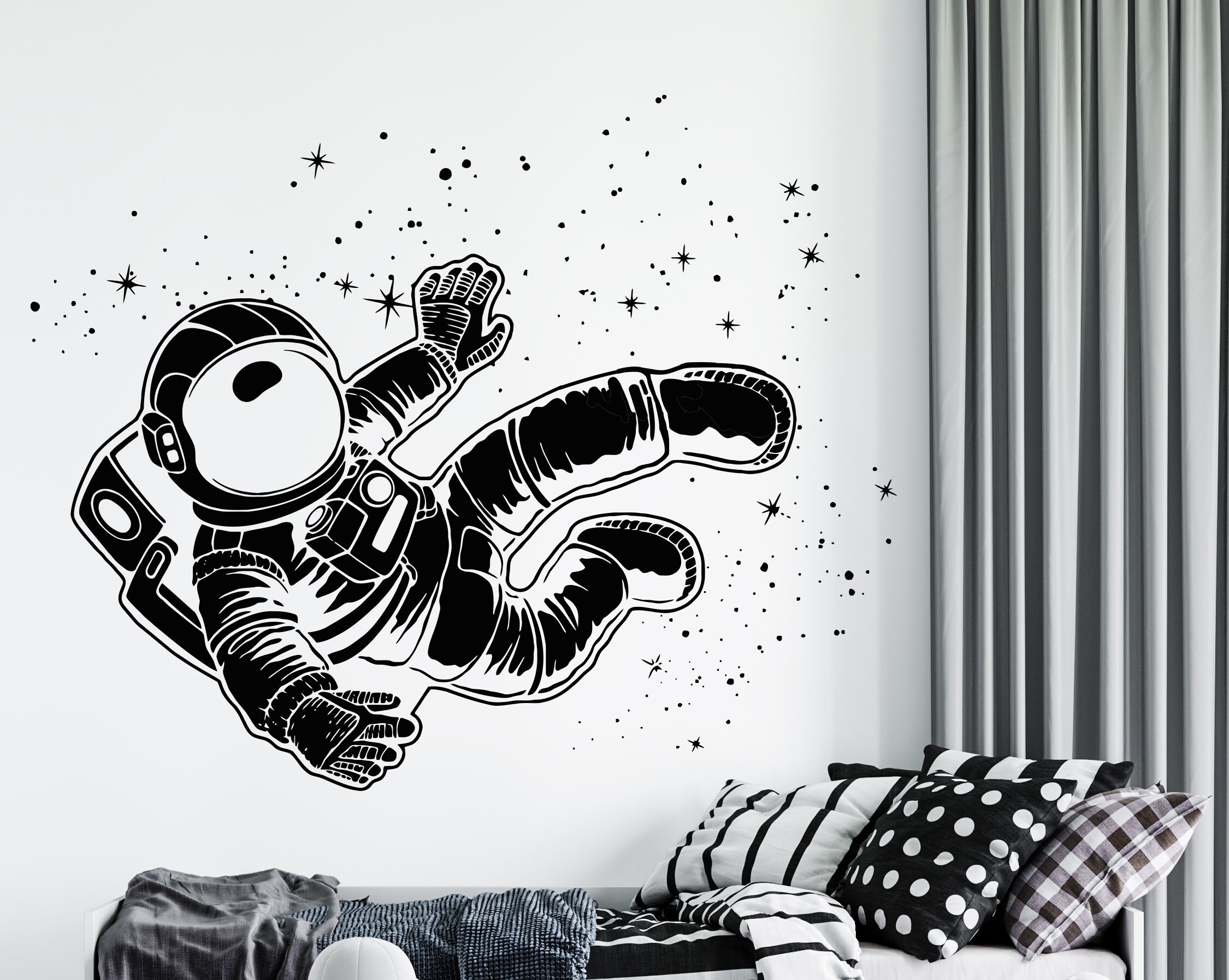 Galactic Explorer Astronaut Decal | Custom Name Sticker | Space Nursery ...