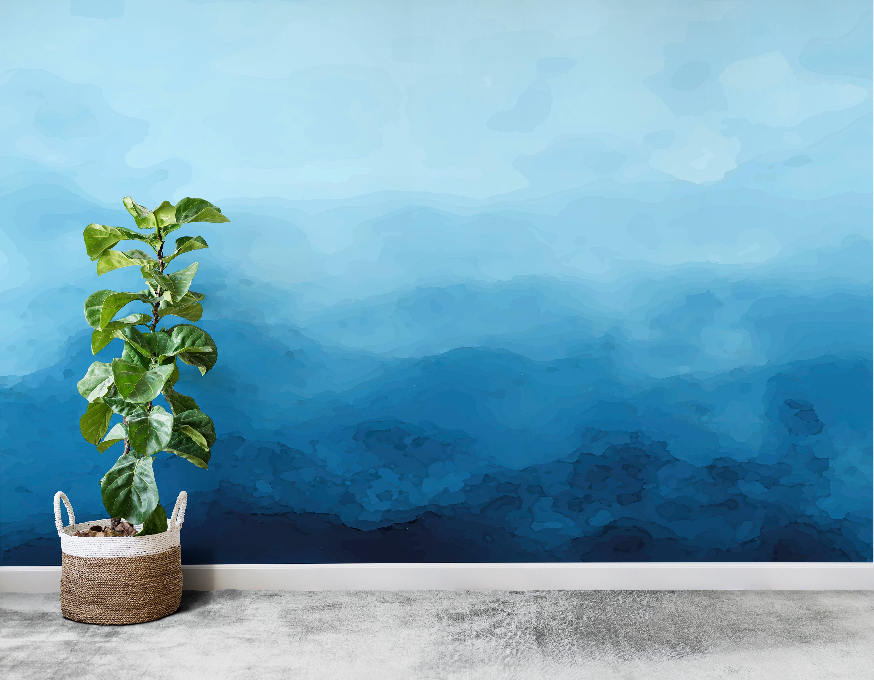 Ocean Mist Horizon | Watercolor Blue Sky Peel and Stick Wallpaper ...