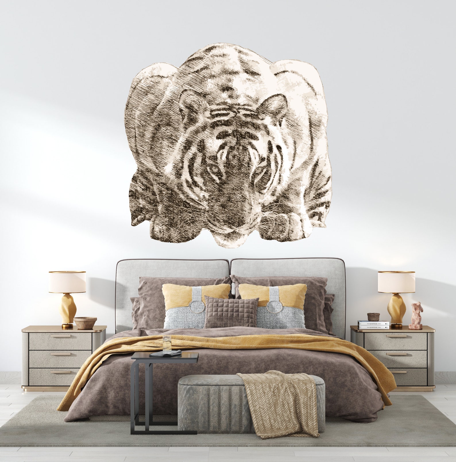 Tiger Wall Decal Tiger Head Wall Sticker Tiger Wall Decor - Etsy