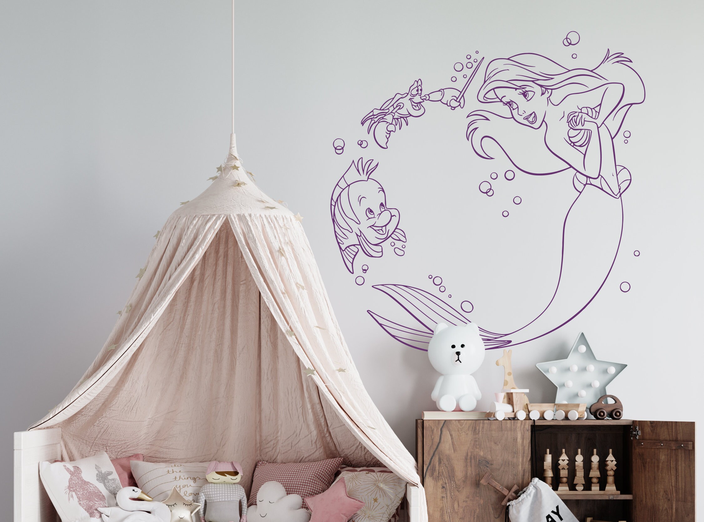Princess Ariel Wall Decal: Little Mermaid Nursery Decor 4101 - Etsy