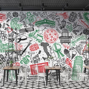 Italian Restaurant Wall Graphics Peel and Stick Wallpaper Pizza ...