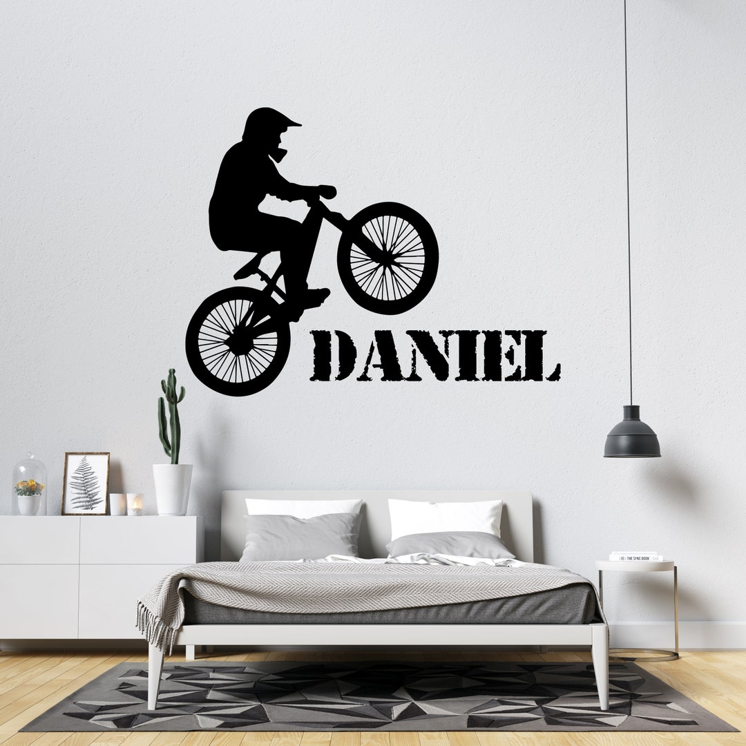 Personalized Name BMX Bike Wall Decal Bicycle Wall Sticker Bike Wall ...