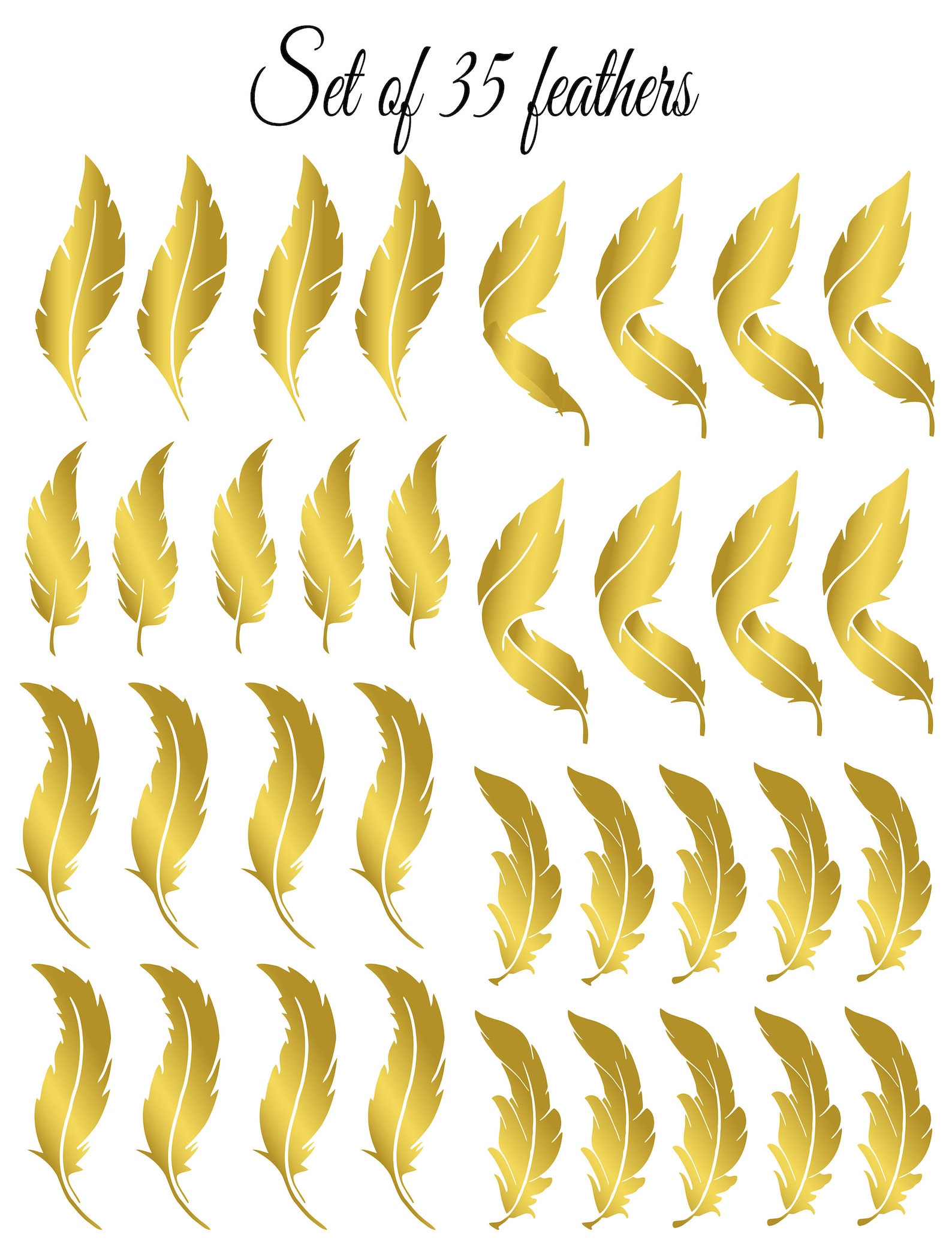 Feathers Wall Decal Set of 35 Feather Sticker Feathers | Etsy