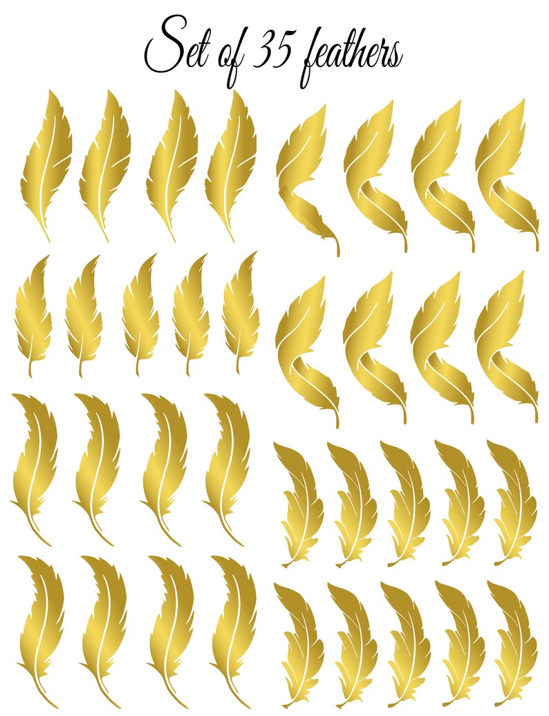 Feathers Wall Decal Set of 35 Feather Sticker Feathers | Etsy