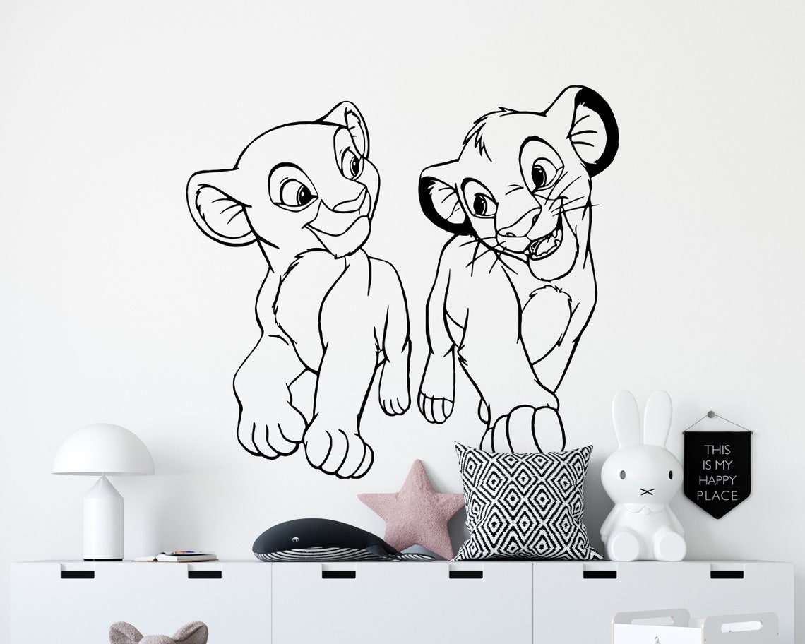 Simba and Nala Decal Lion King Wall Decal Cartoon Wall Sticker - Etsy