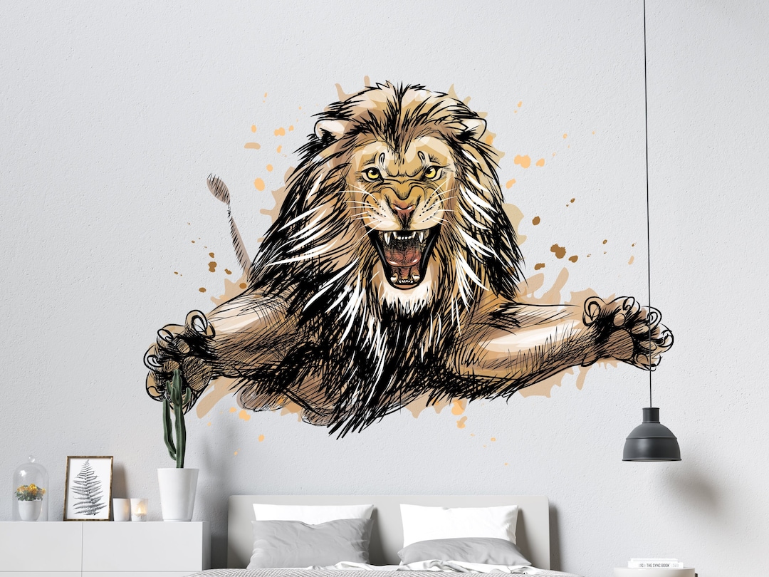 Lion Wall Decal | Full Color Lion Wall Sticker | Lion Wall Decor TGC19 ...