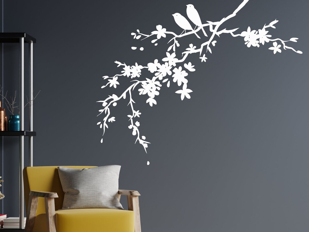 Tree Branch Wall Decal | Tree Branch Wall Sticker | Birds Wall Decor ...