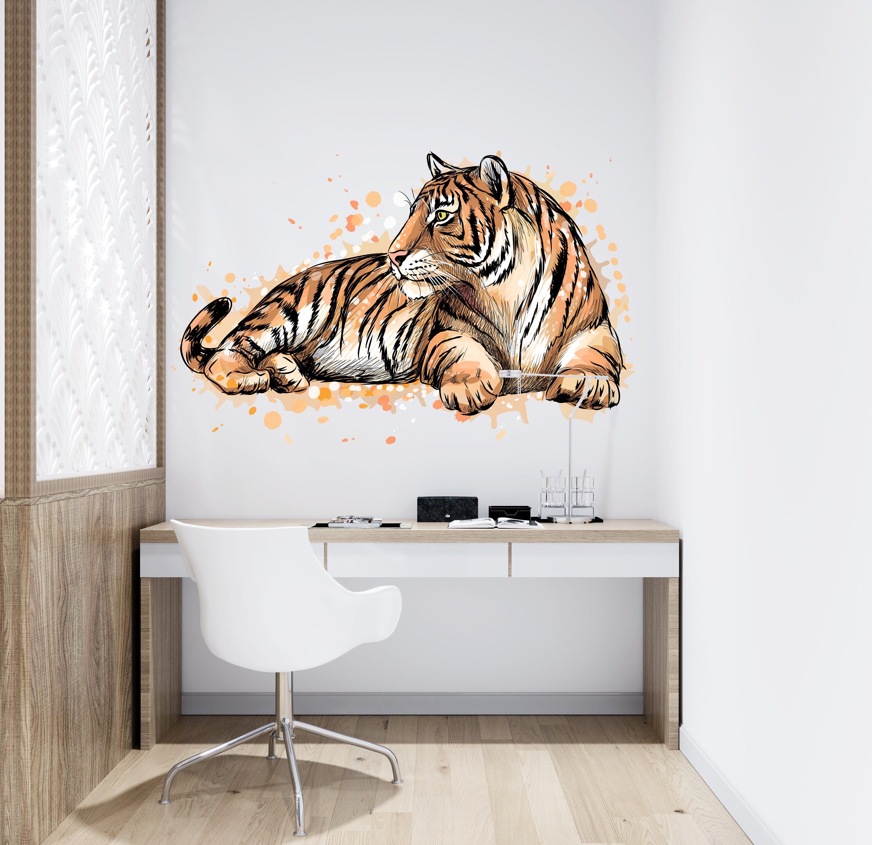 Golden Tiger Wall Decal | Removable Vinyl Home Decor Sticker | Fierce ...