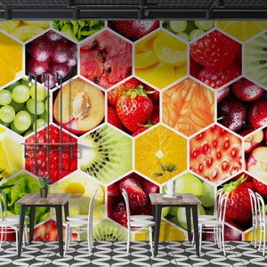 Smoothie Cafe Wall Graphics Peel and Stick Fruit Wallpaper Smoothie ...