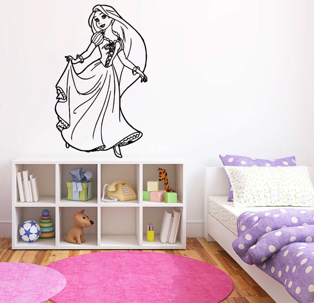 Princess Rapunzel Wall Decal Rapunzel Wall Decor Cartoon Wall Sticker ...
