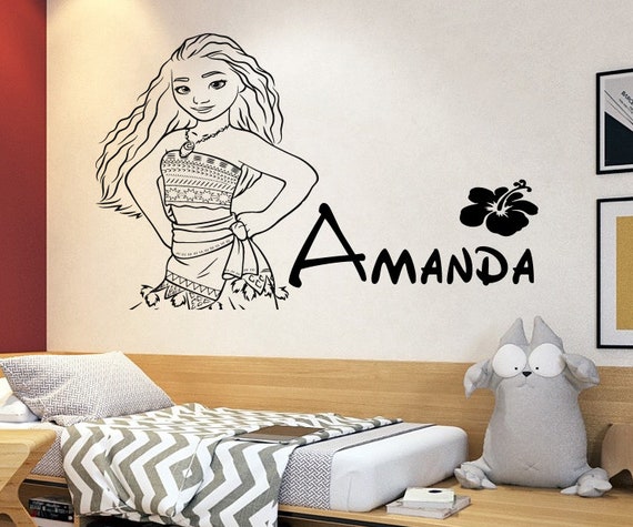 Disney Princess Moana Custom Name Wall Decals for Girls - Etsy