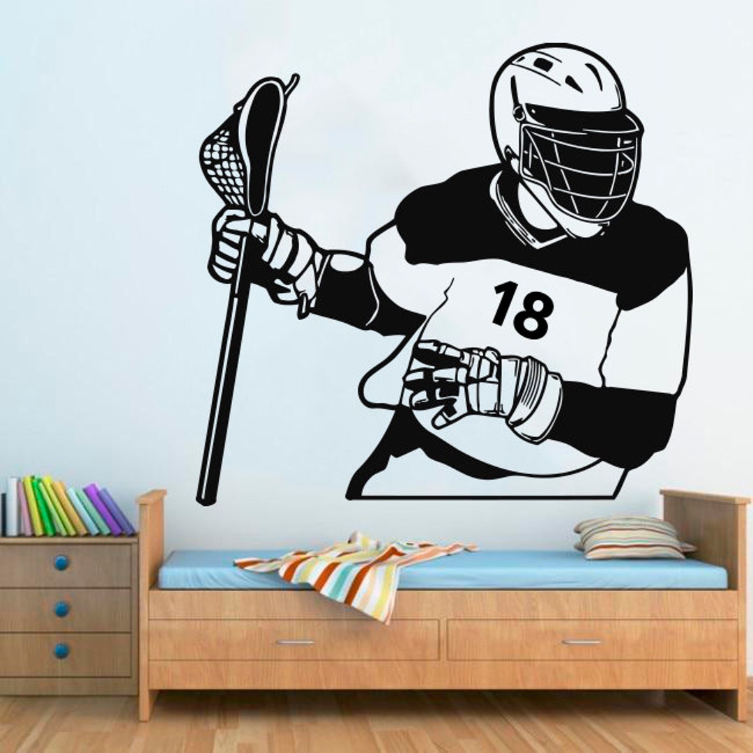 Personalized Wall Decal Lacrosse Wall Decal Lacrosse Wall Decor Custom ...