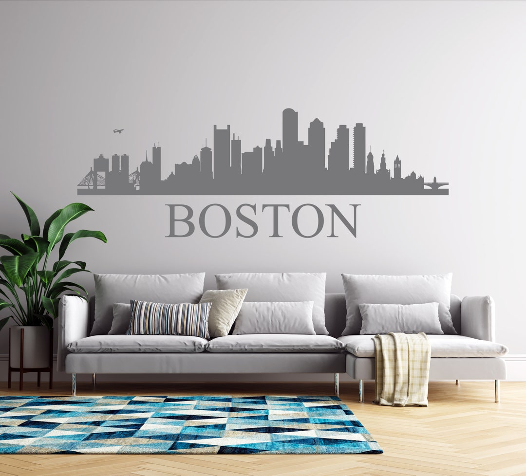 Boston City Decal City Sticker Boston Skyline Wall Decal City View ...