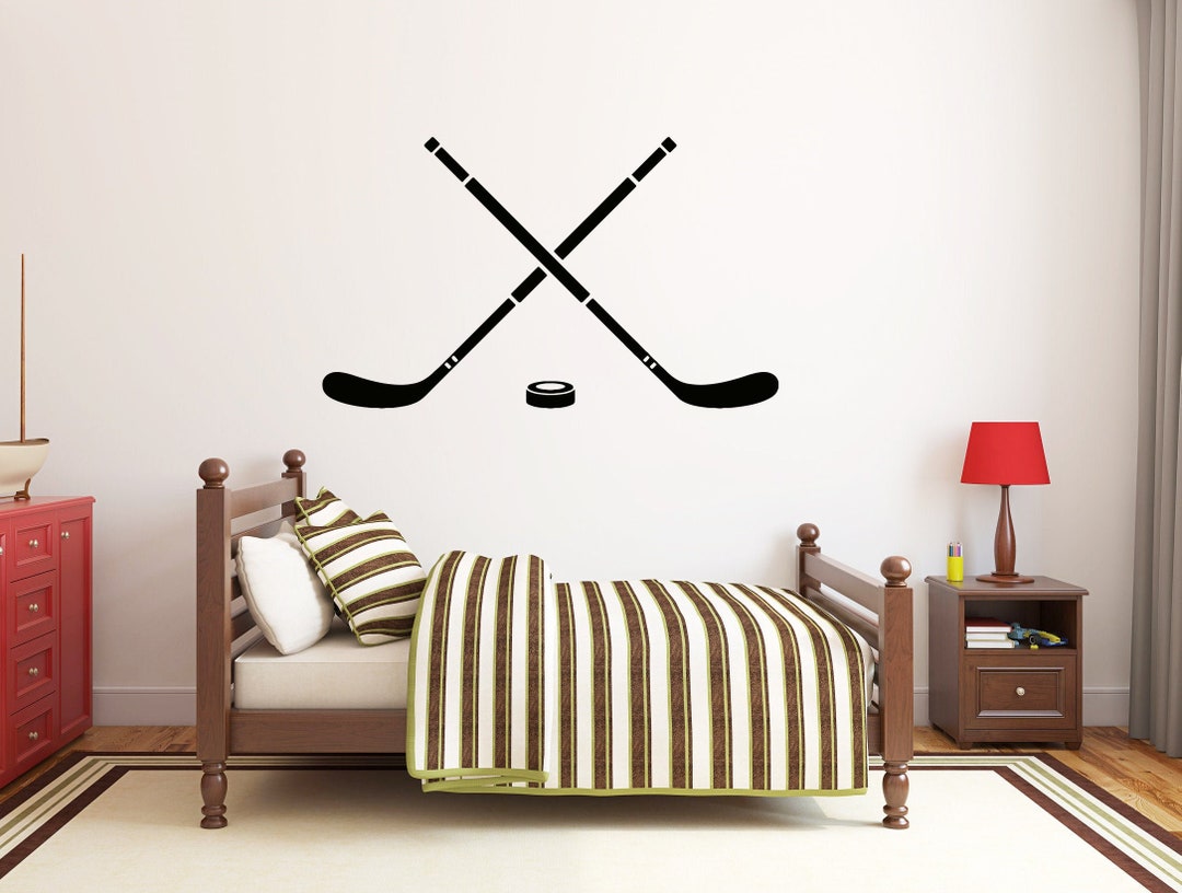 Ice Hockey Wall Decal | Hockey Player Wall Decal | Hockey Stick ...