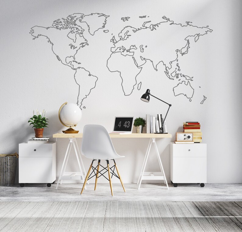 World Map Wall Decal World Map Wall Sticker World Map Wall - Etsy
