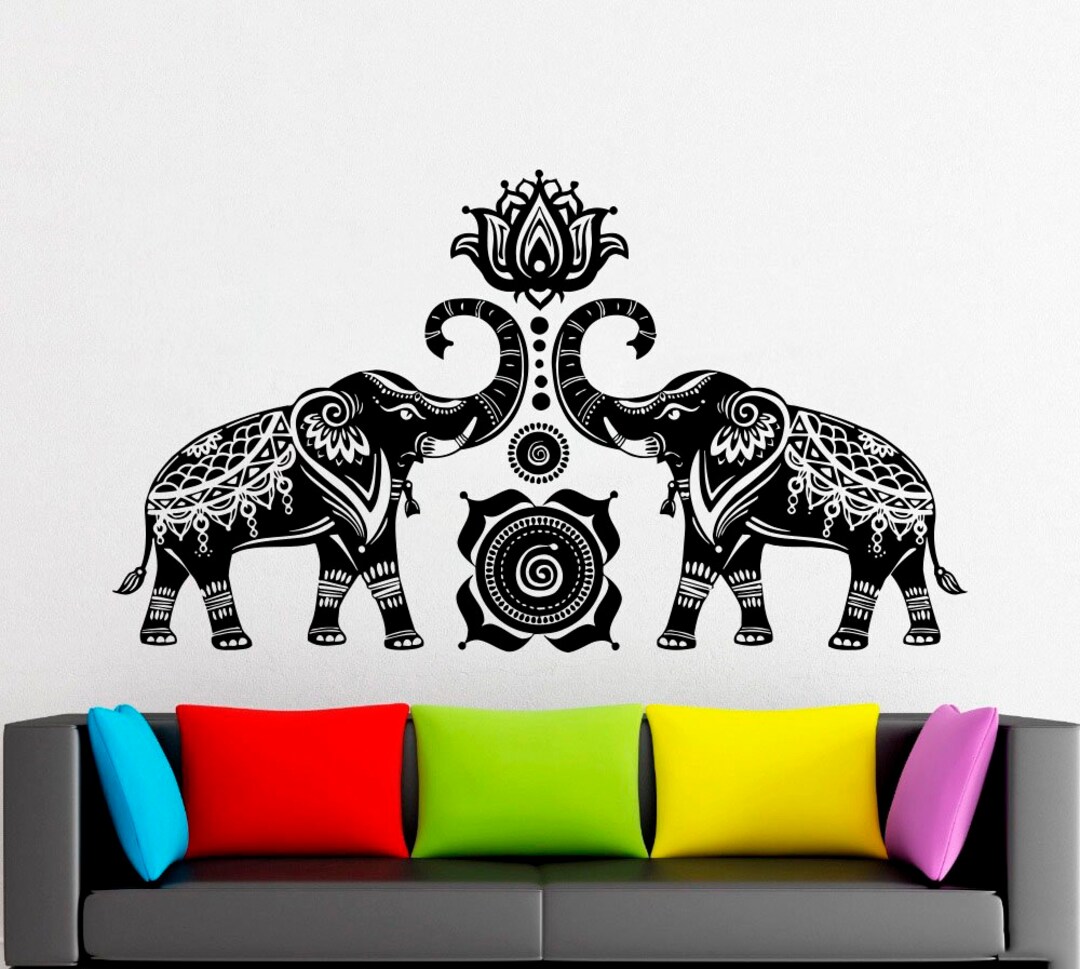 India Yoga Elephant Buddha Indian Decal Window Sticker Room Vinyl ...