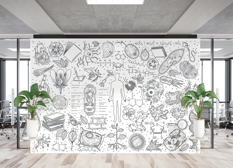 Biology Wallpaper Mural: Peel and Stick Science Wall Graphics PW561 - Etsy