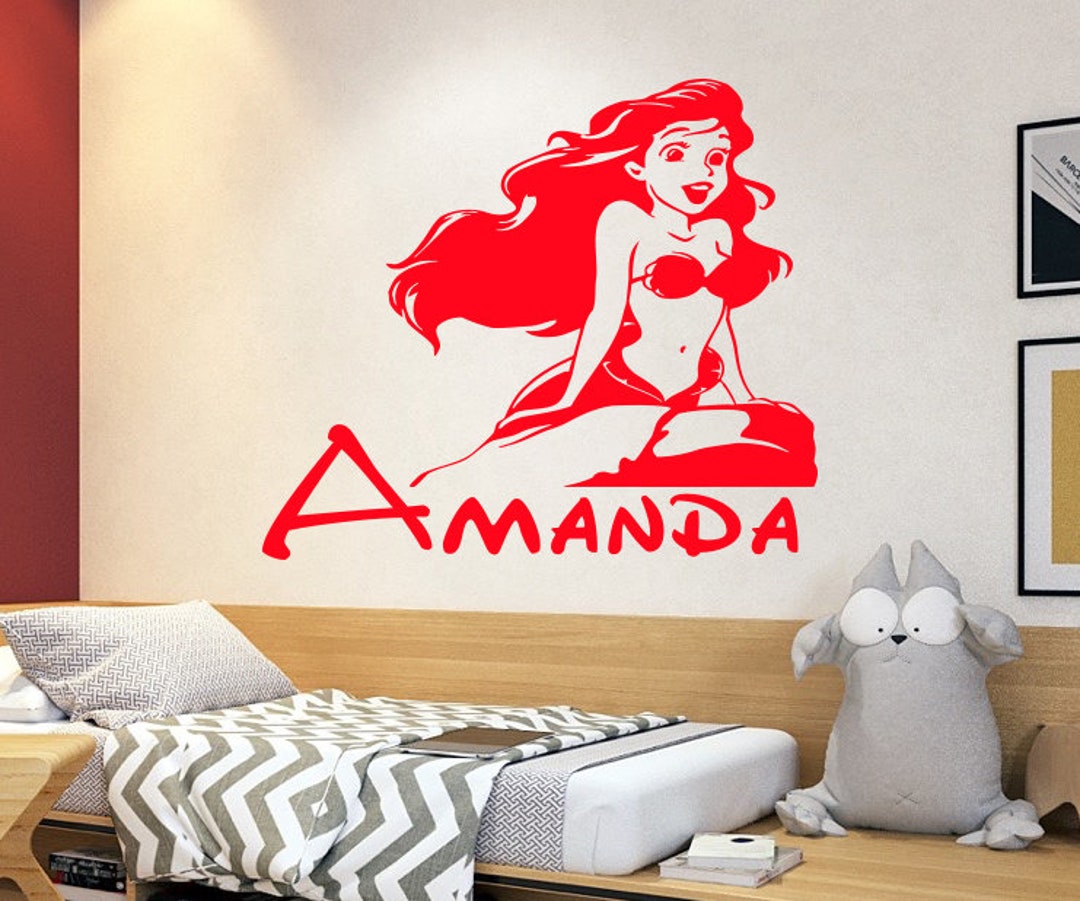 Disney Princess Ariel Custom Name Wall Decals for Girls - Etsy
