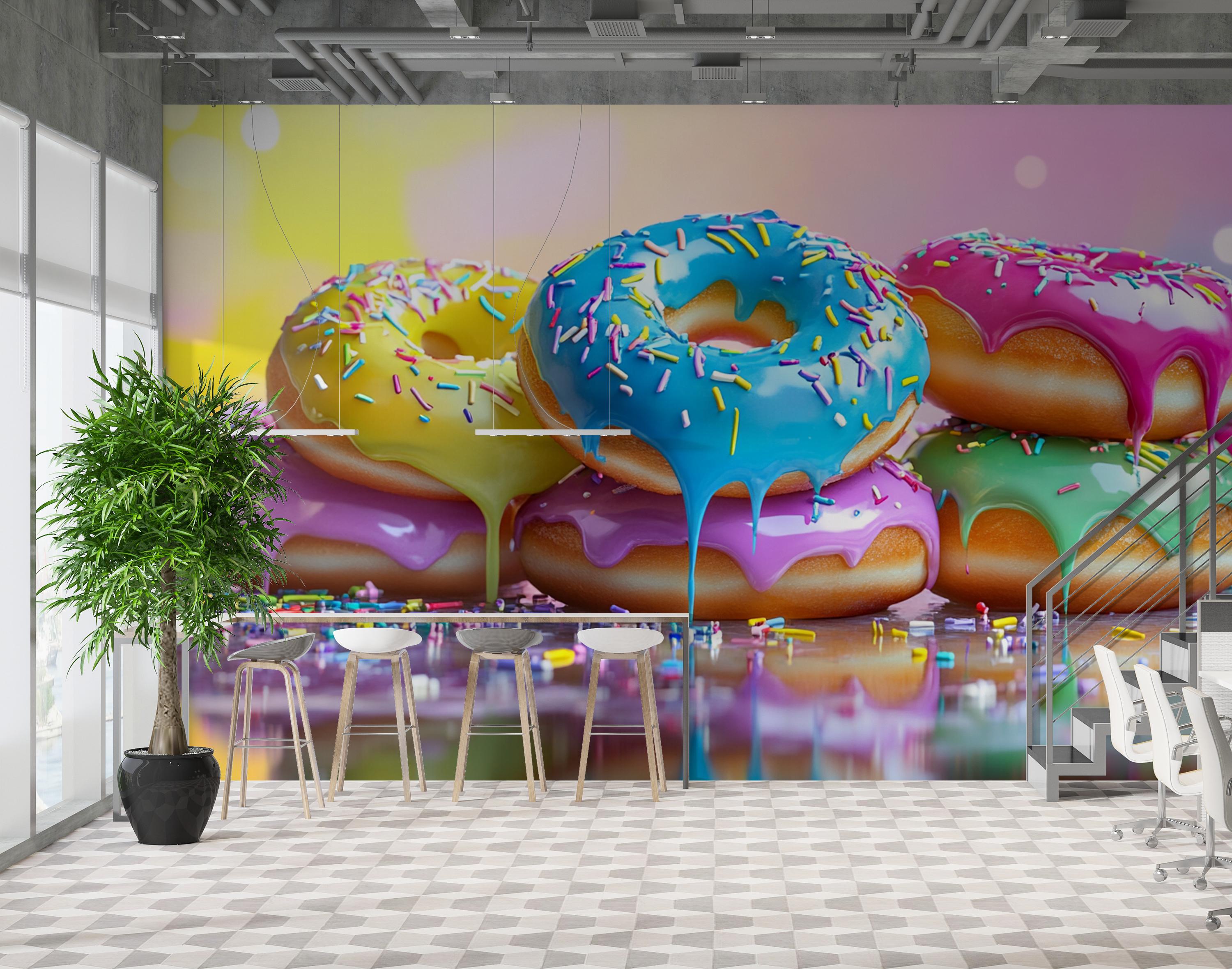 Colorful Donut | Fun Dessert Bakery Wall Mural | Peel and Stick ...